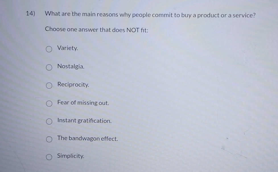 14) What are the main reasons why people | StudyX
