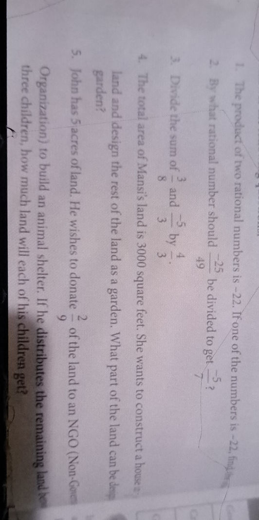 1. The product of two rational numbers is | StudyX