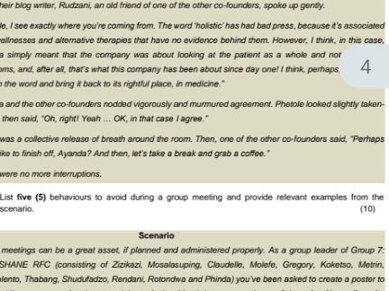 List five (5) behaviours to avoid during a | StudyX