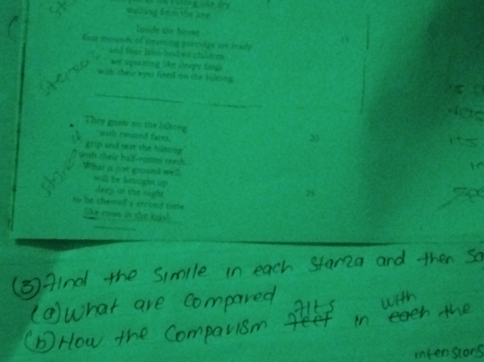 (3) Find the simile in each stanza and then | StudyX