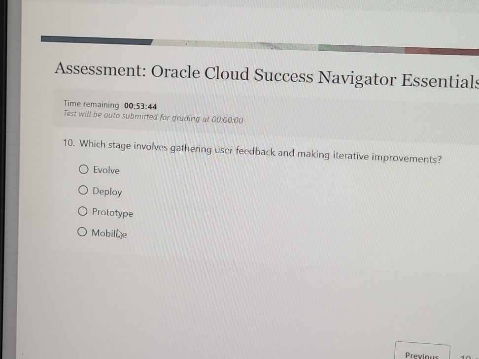 Assessment: Oracle Cloud Success Navigator | StudyX