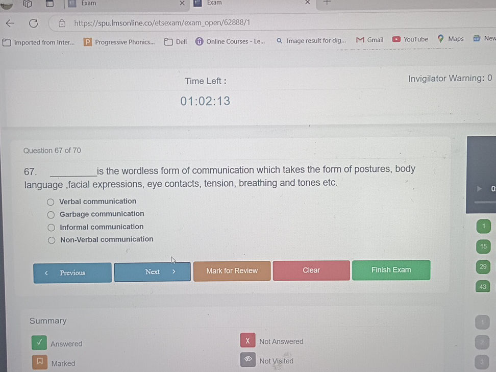 67. is the wordless form of communication | StudyX