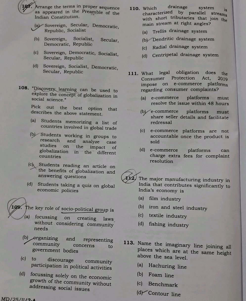 107. Arrange the terms in proper sequence as | StudyX