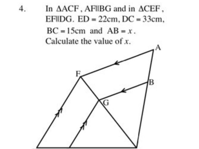 In $ ACF$, $AF BG$ and in $ CEF$, $EF | StudyX