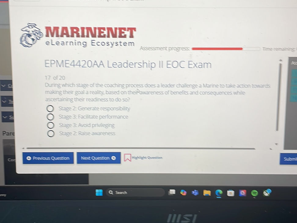 During which stage of the coaching process | StudyX