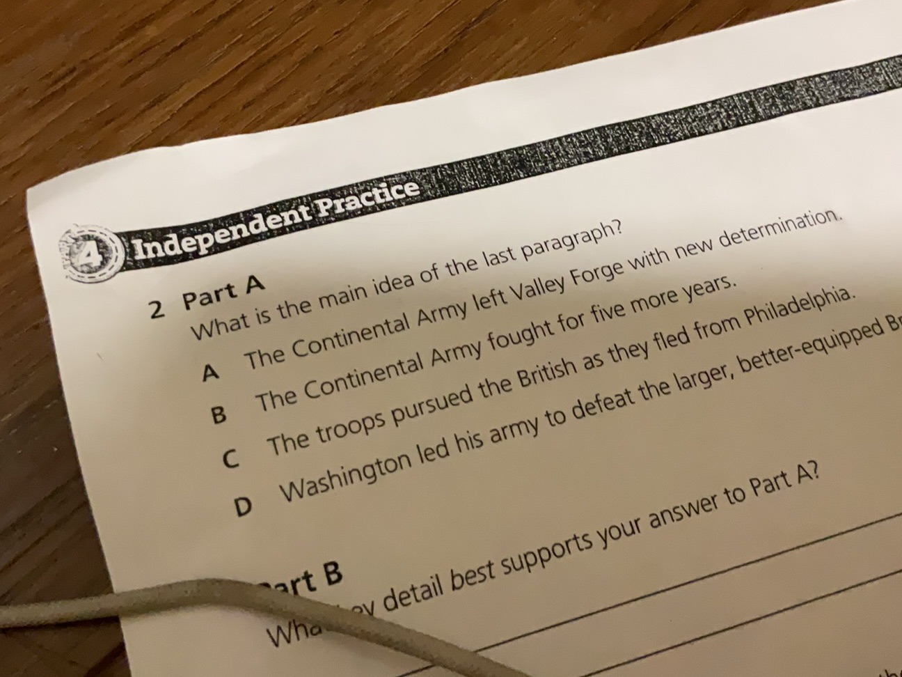 2 Part A What is the main idea of the last | StudyX