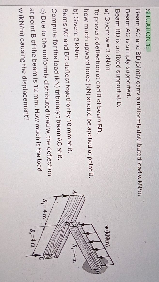 SITUATION 1: Beam AC and BD jointly carry a | StudyX