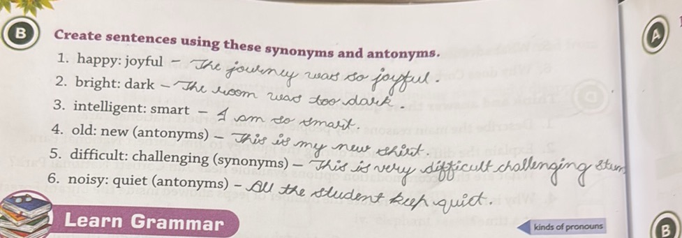 Create sentences using these synonyms and | StudyX