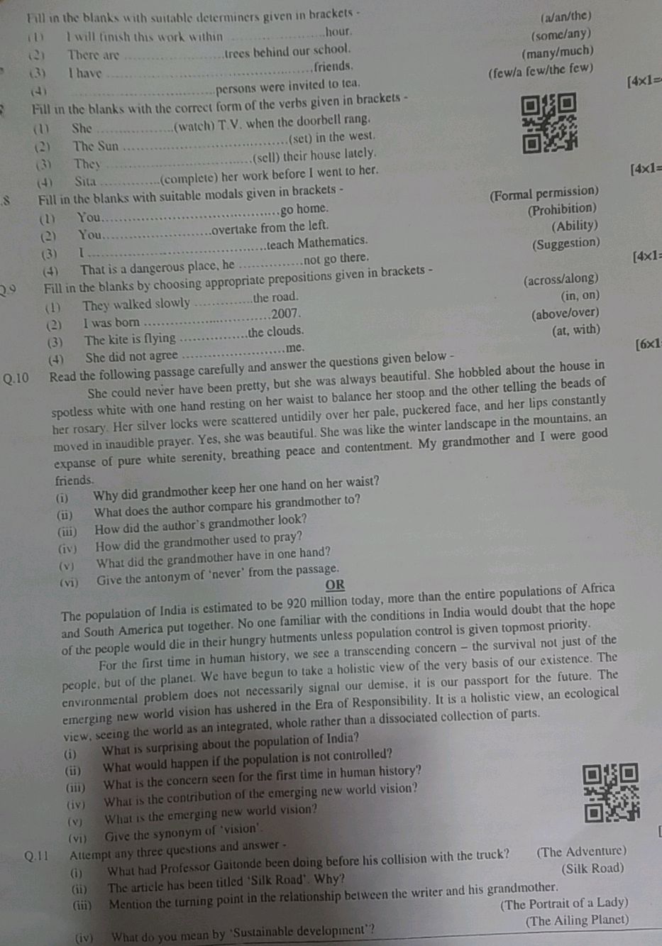 Fill in the blanks with suitable determiners | StudyX