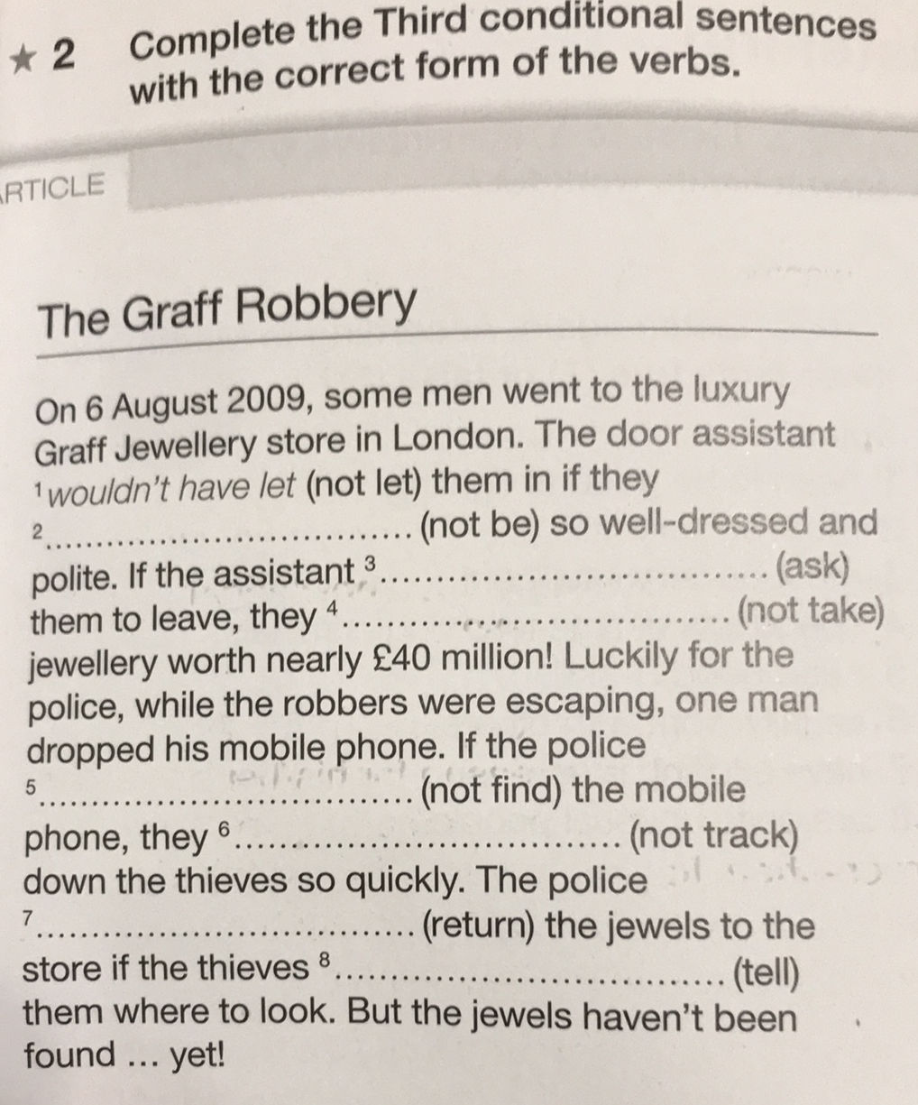 Complete the Third conditional sentences | StudyX