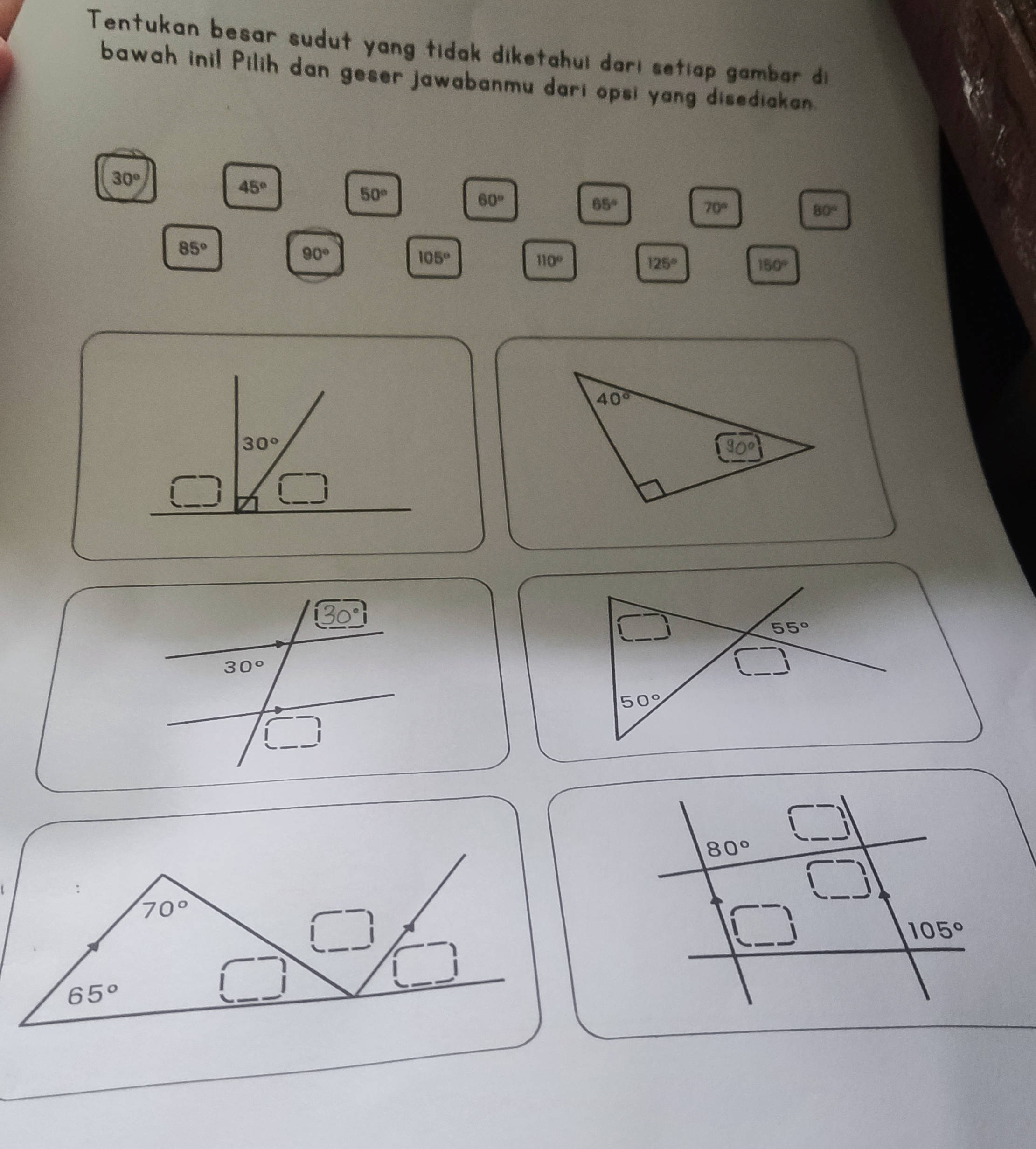 Tentukan besar sudut yang tidak diketahui | StudyX