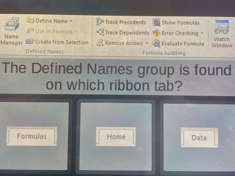 The Defined Names group is found on which | StudyX