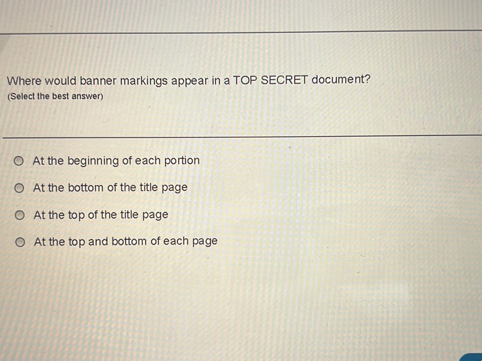 Where would banner markings appear in a TOP