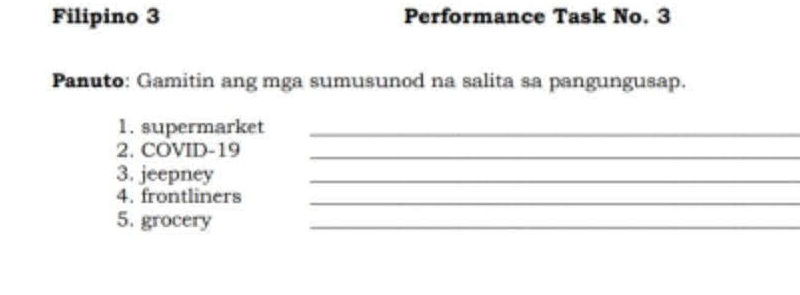 Panuto: Gamitin ang mga sumusunod na salita | StudyX
