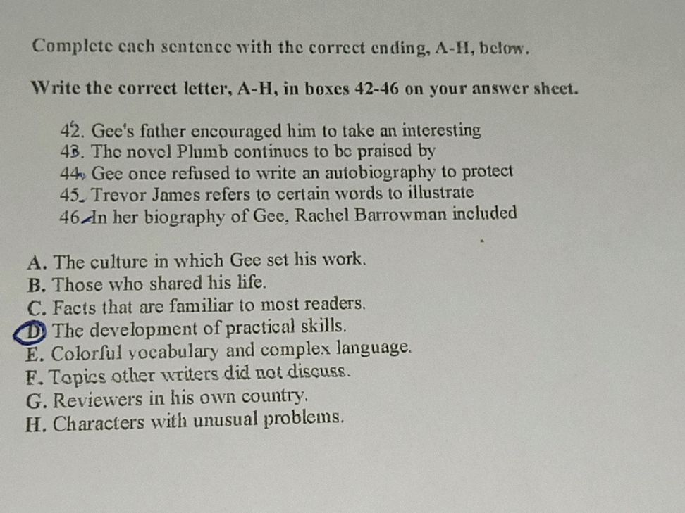 Complete each sentence with the correct | StudyX