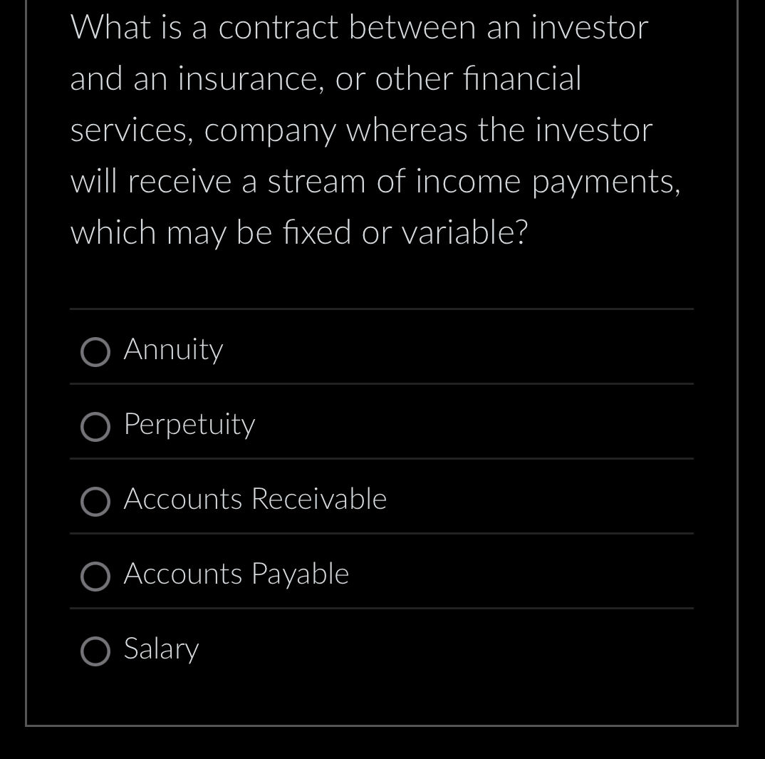 What is a contract between an investor and | StudyX