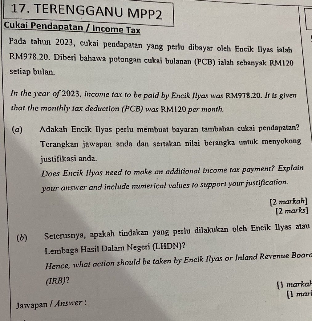 Pada tahun 2023, cukai pendapatan yang perlu | StudyX