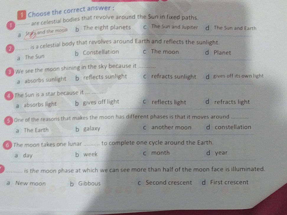1 Choose the correct answer: are celestial | StudyX