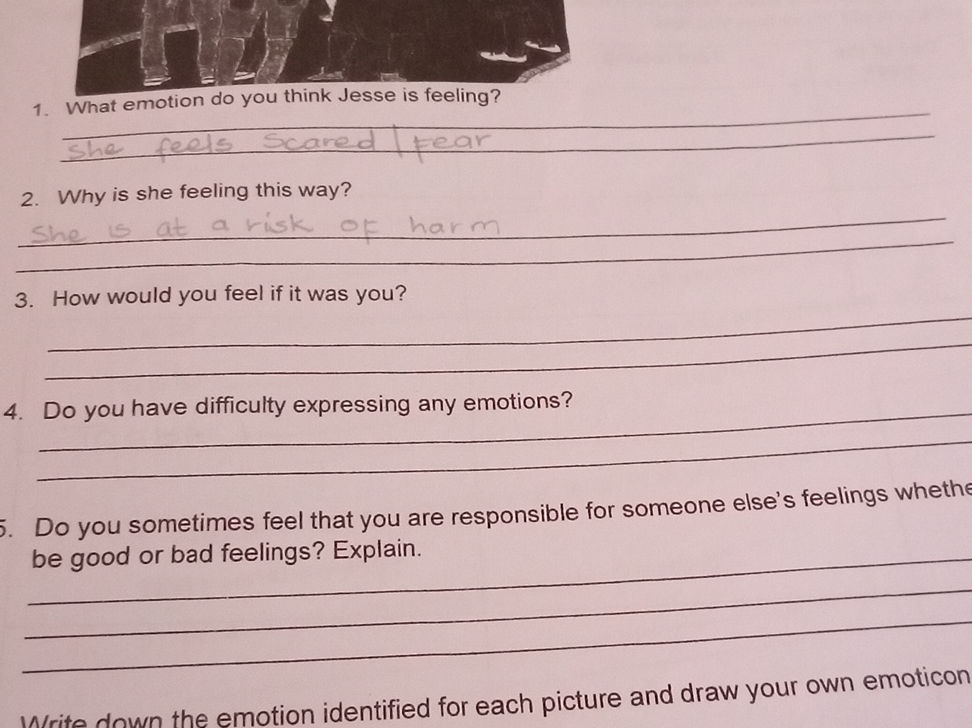 1. What emotion do you think Jesse is | StudyX