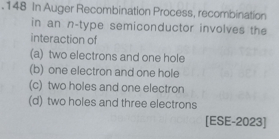 148. In Auger Recombination Process, | StudyX
