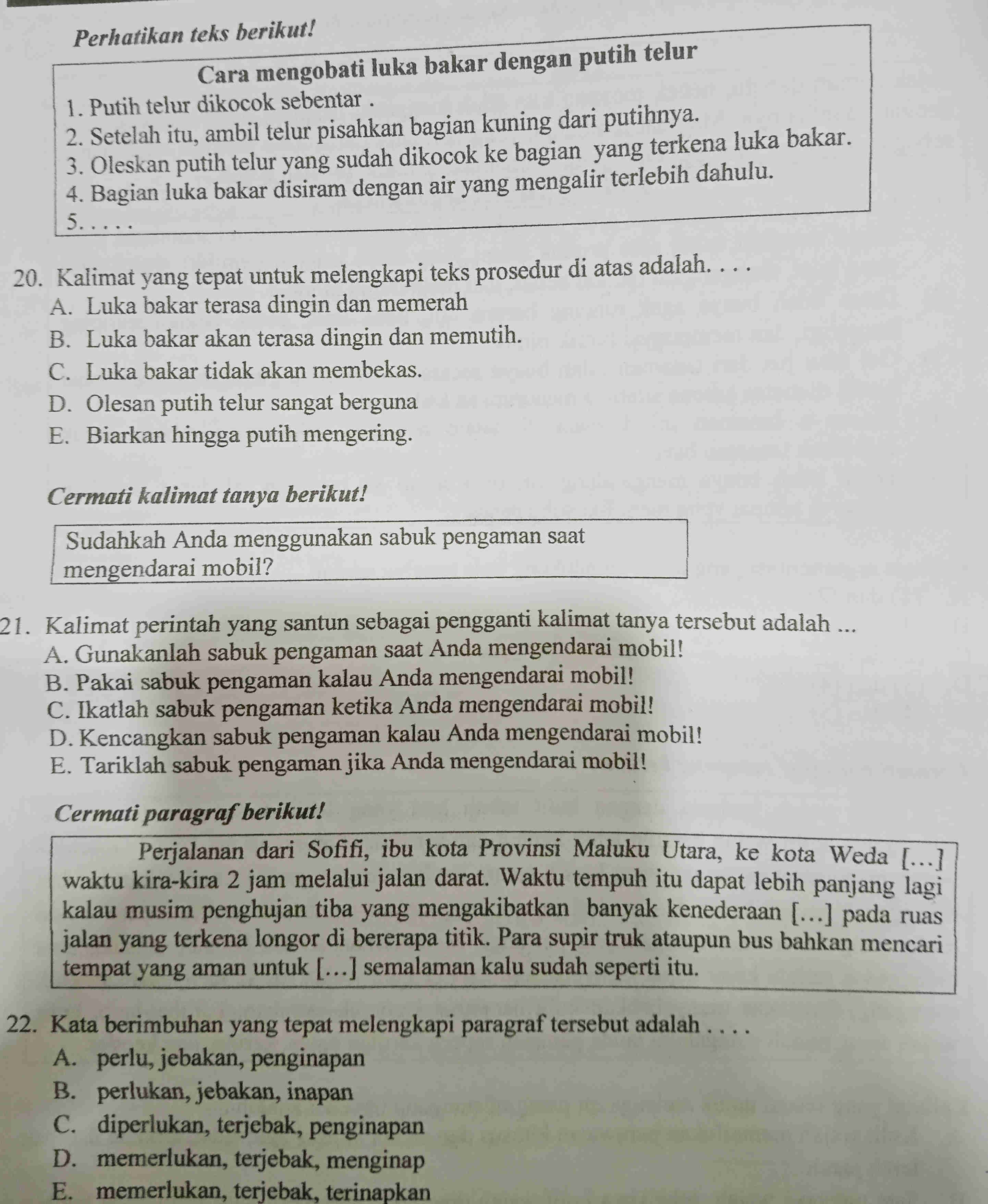 20. Kalimat yang tepat untuk melengkapi teks | StudyX