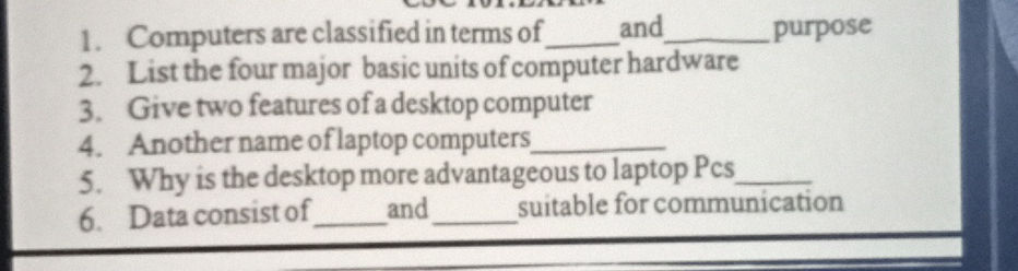 1. Computers are classified in terms of | StudyX