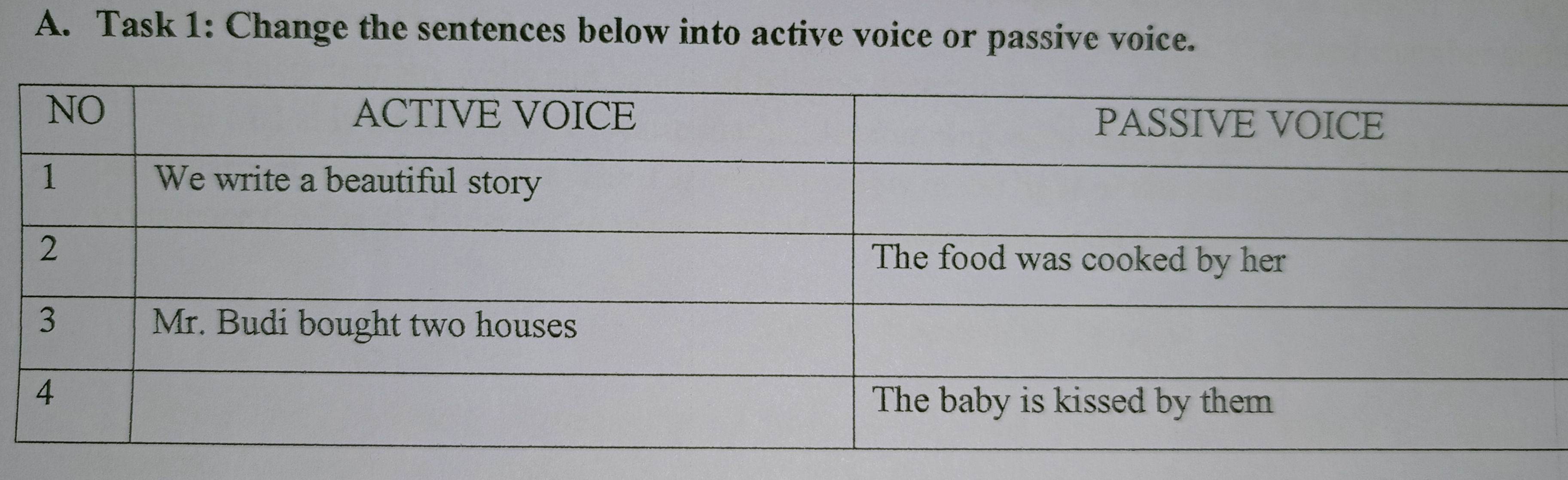 A. Task 1: Change the sentences below into | StudyX