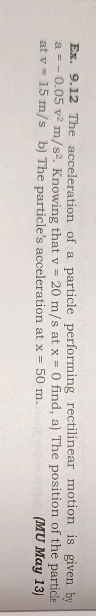 Ex. 9.12 The acceleration of a particle | StudyX