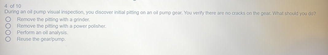 During an oil pump visual inspection, you | StudyX