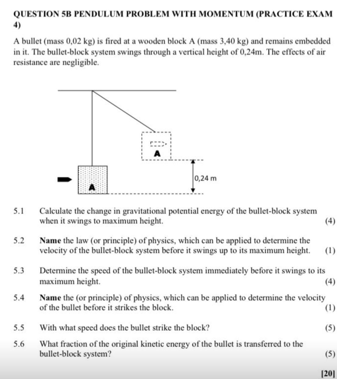 QUESTION 5B PENDULUM PROBLEM WITH MOMENTUM | StudyX