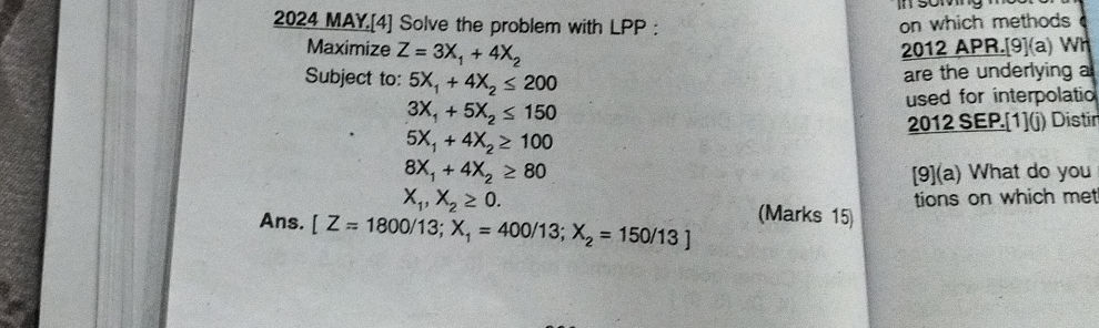 Solve the problem with LPP: Maximize $Z = | StudyX