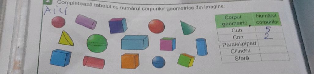 Completează tabelul cu numărul corpurilor | StudyX