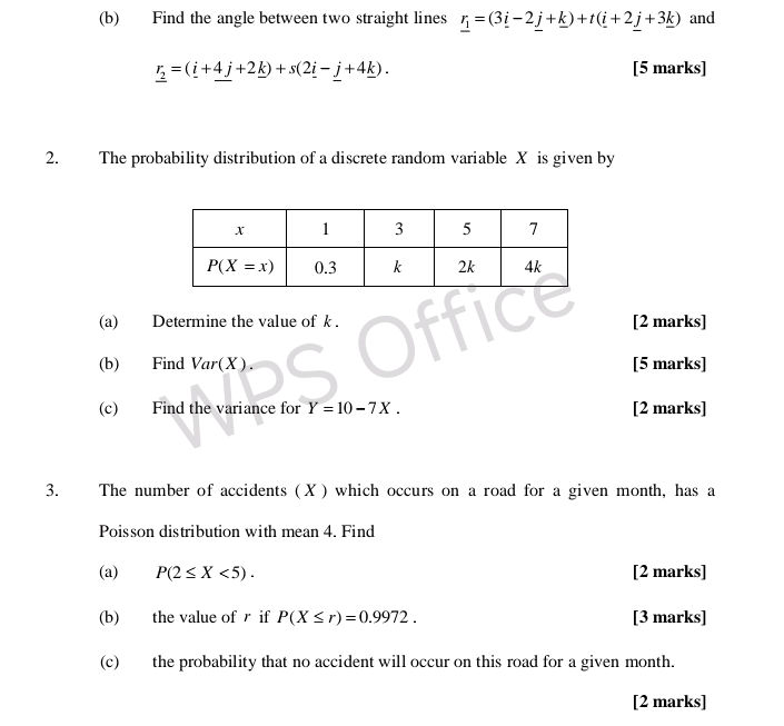 (b) Find the angle between two straight