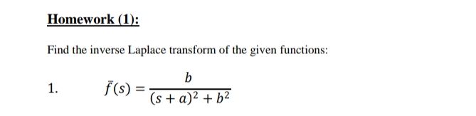 Find the inverse Laplace transform of the | StudyX