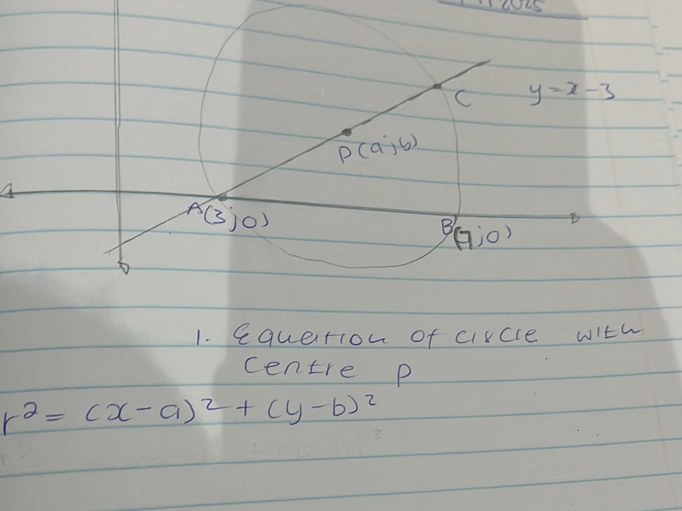 1. Equation of circle with Centre P $r^2 = | StudyX