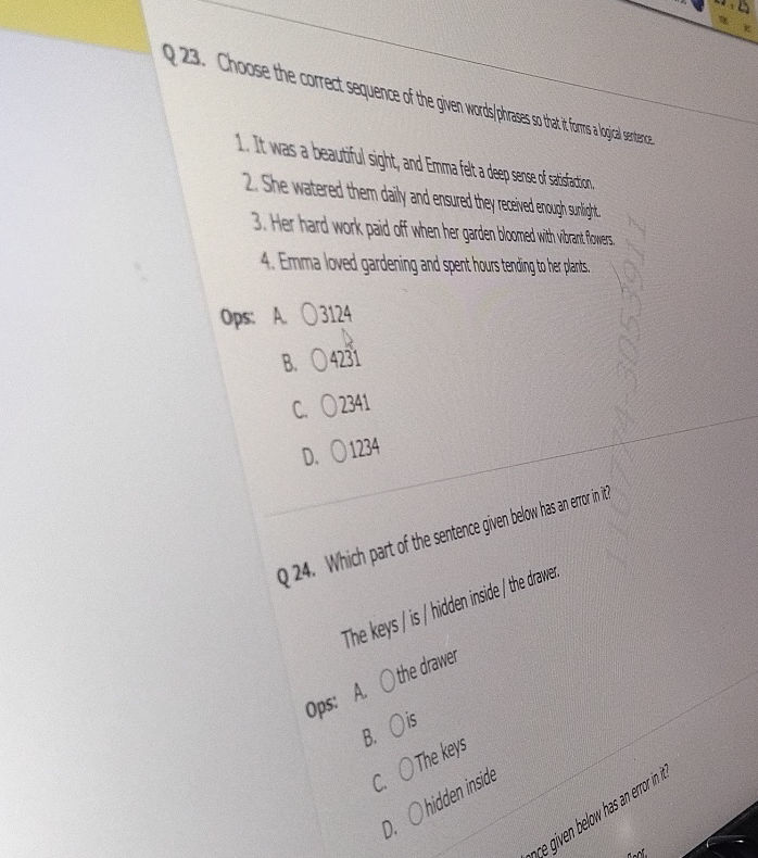 Q 23. Choose the correct sequence of the | StudyX