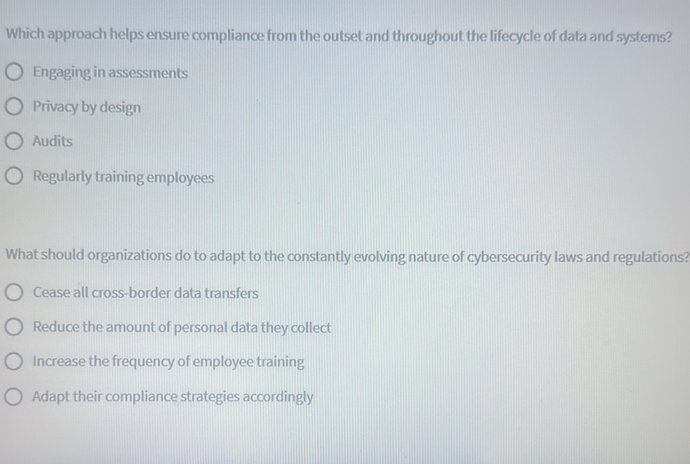 Which approach helps ensure compliance from | StudyX