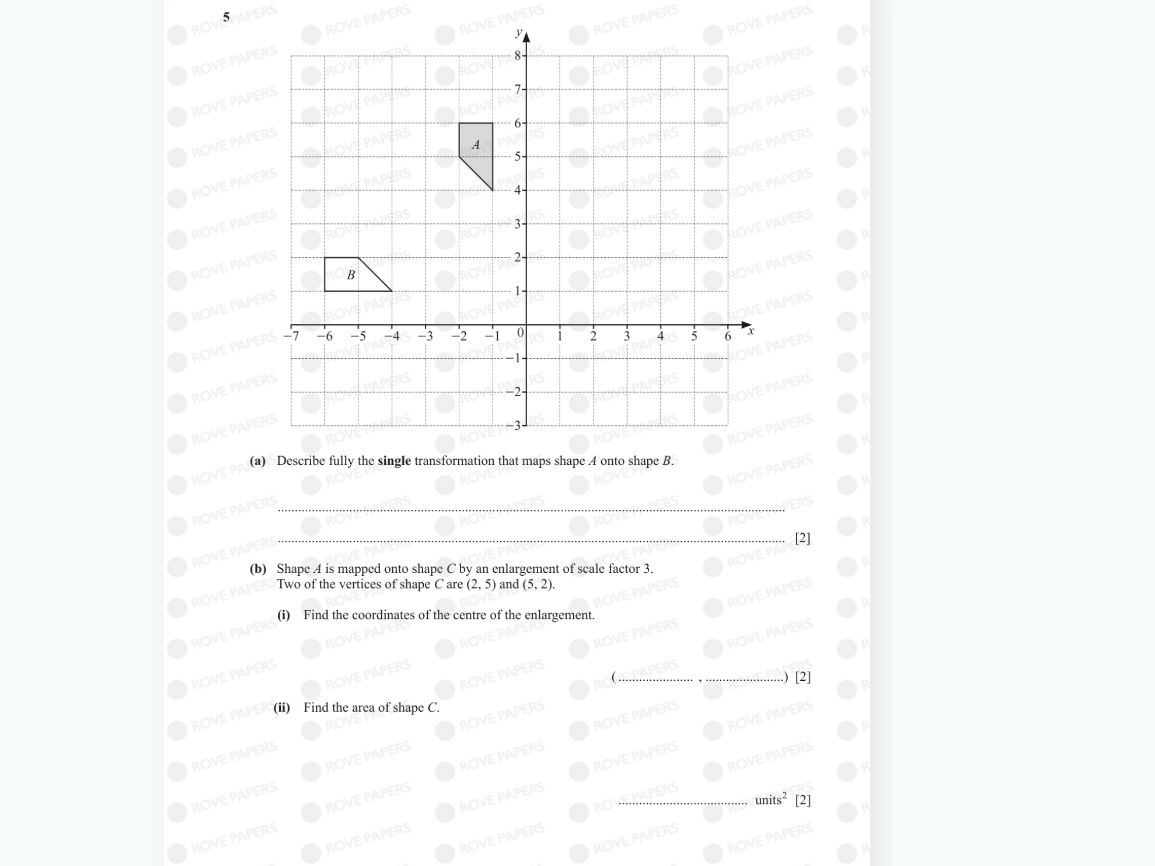 (a) Describe fully the single transformation | StudyX