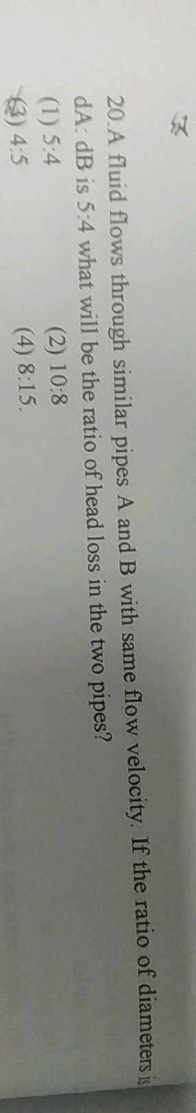 20. A fluid flows through similar pipes A | StudyX