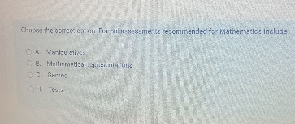 Choose the correct option. Formal | StudyX