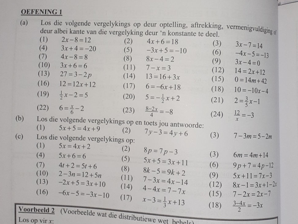(a) Los die volgende vergelykings op deur | StudyX