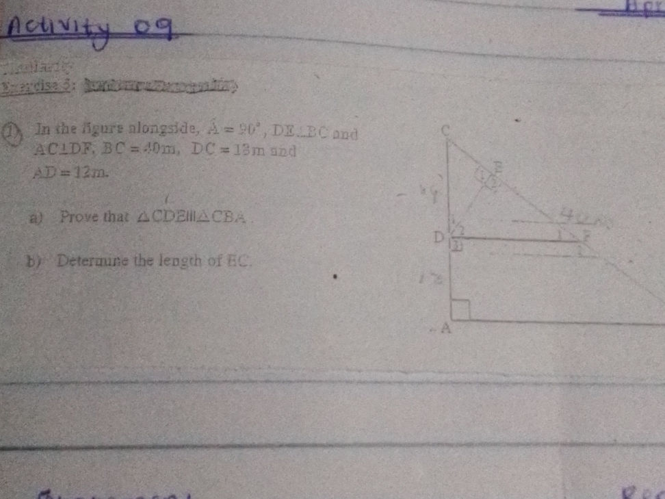 In the figure alongside, $A = 90^{ }$, $DE | StudyX