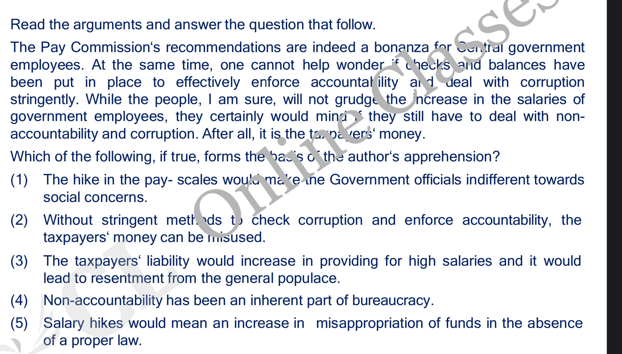 Read the arguments and answer the question | StudyX