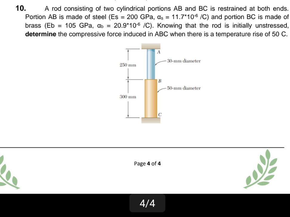 A rod consisting of two cylindrical portions