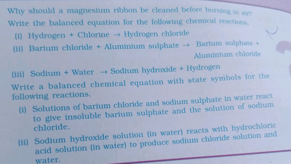 Why should a magnesium ribbon be cleaned | StudyX