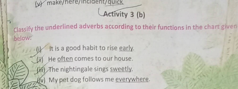 Classify the underlined adverbs according to | StudyX