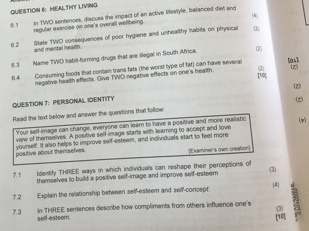 QUESTION 6: HEALTHY LIVING 6.1 In TWO | StudyX