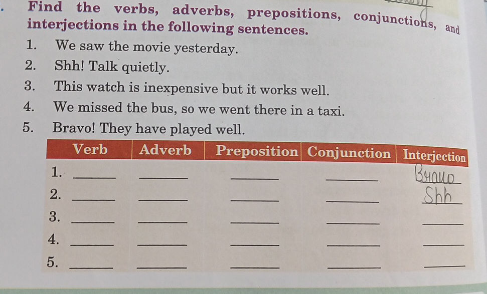 Find the verbs, adverbs, prepositions, | StudyX