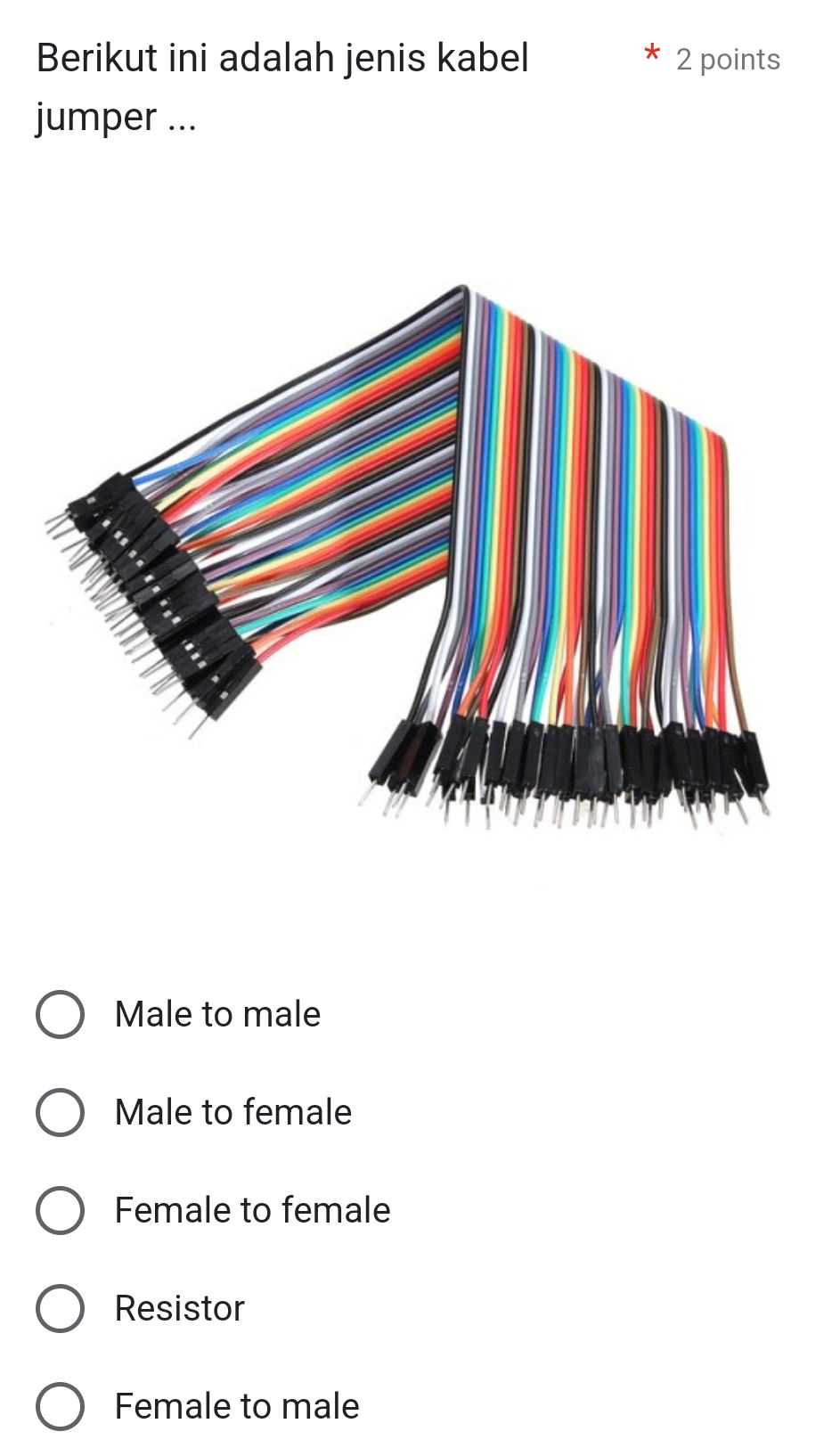 Berikut ini adalah jenis kabel jumper ... | StudyX