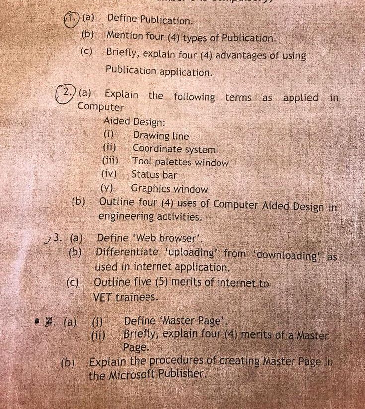 (1.) (a) Define Publication. (b) Mention | StudyX